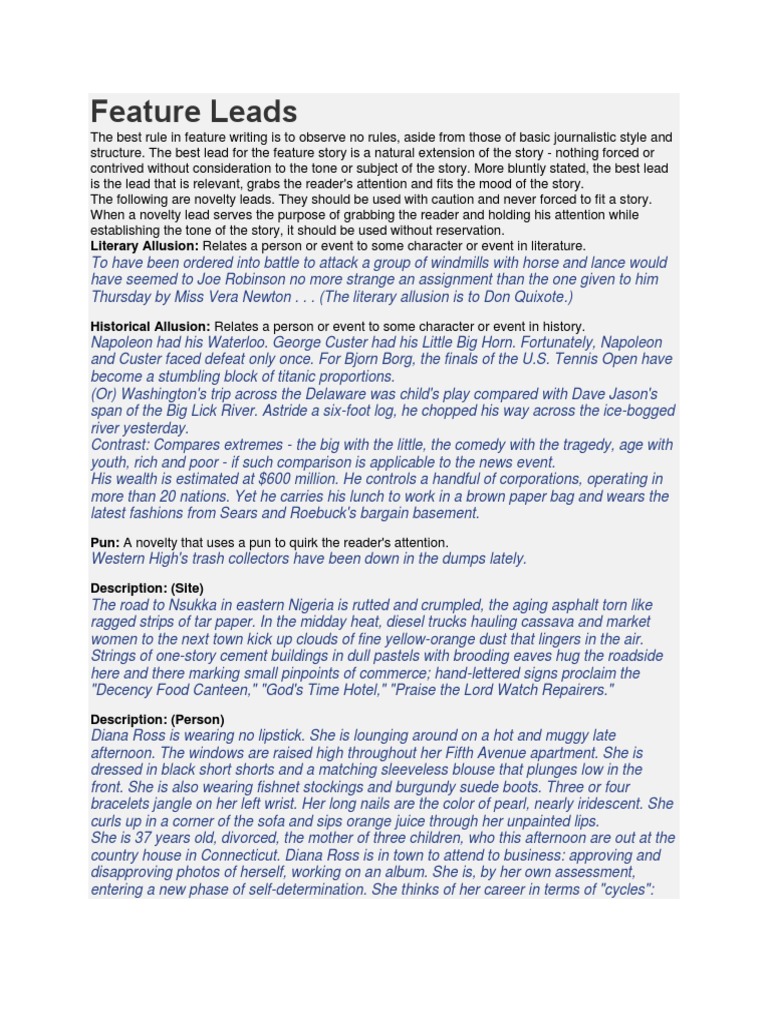 Feature Leads and Tips | PDF