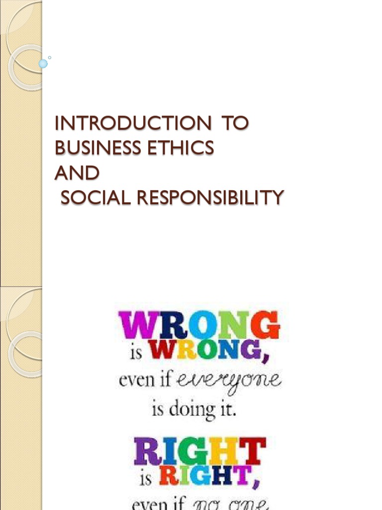 Introduction To Business Ethics AND Social Responsibility | PDF ...