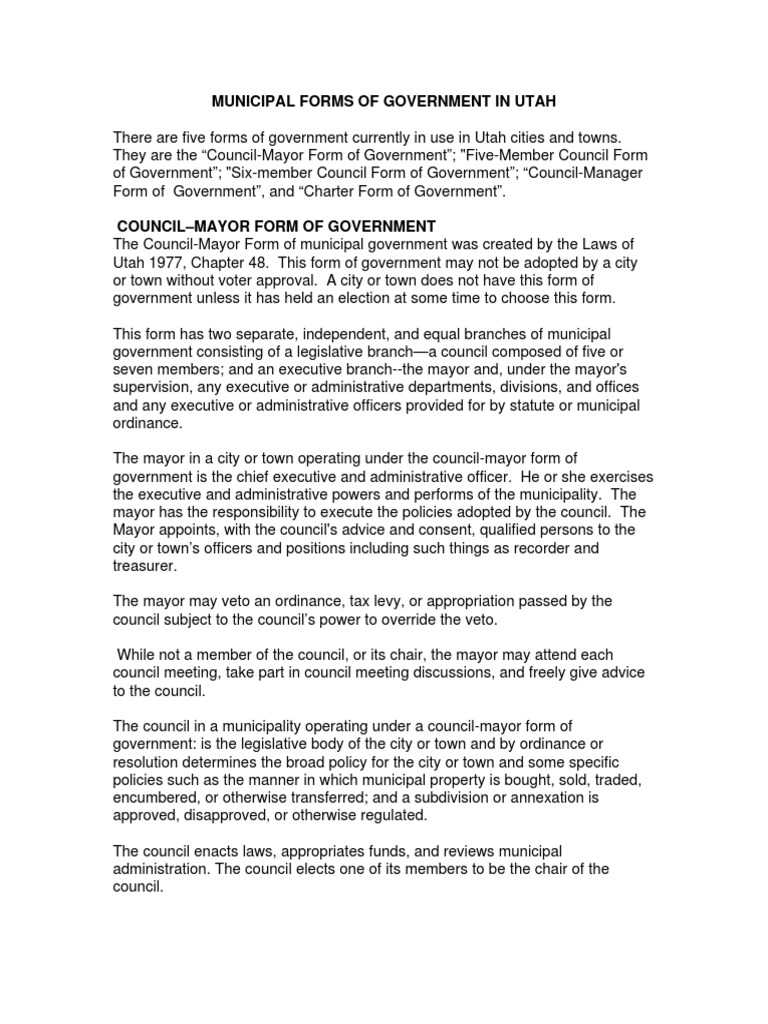 Forms of Municipal Government Municipal Registration Application | PDF ...