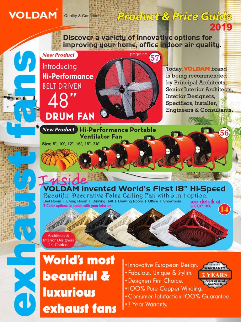 Exhaust Fans, False Ceiling Fans and Ventilating Products - VOLDAM PDF | PDF