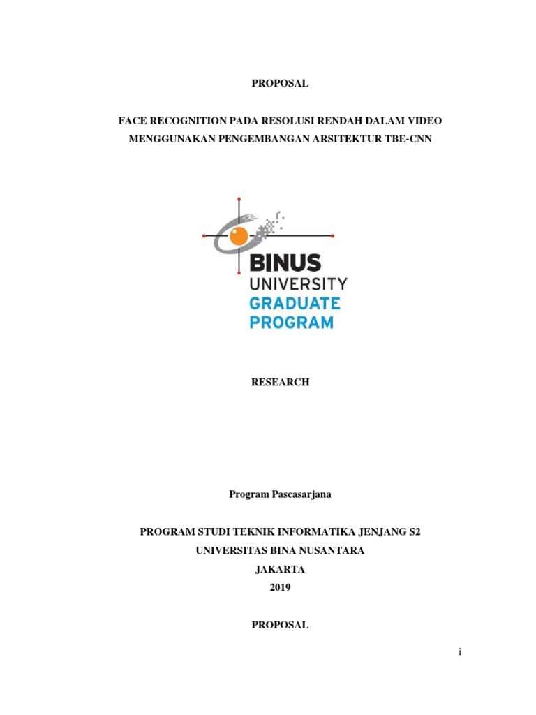 Binus-Proposal Thesis Face Recognition PDF | PDF