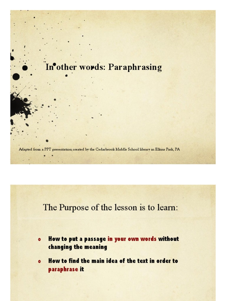 Paraphrasing Lesson1 | PDF | Dr. Seuss