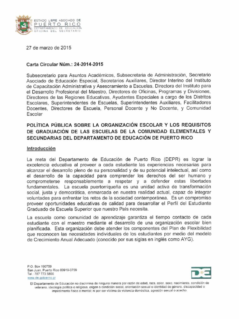 Carta Circular 24 2014-2015 | PDF