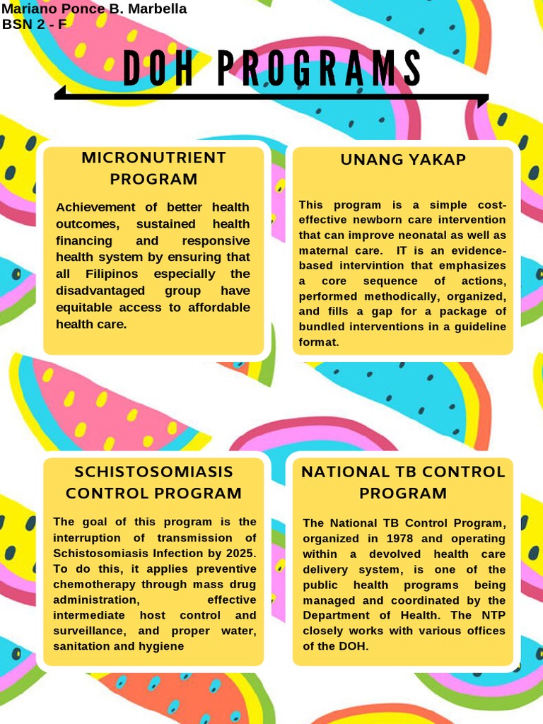 Doh Programs: Micronutrient Program Unang Yakap | PDF | Public Health ...