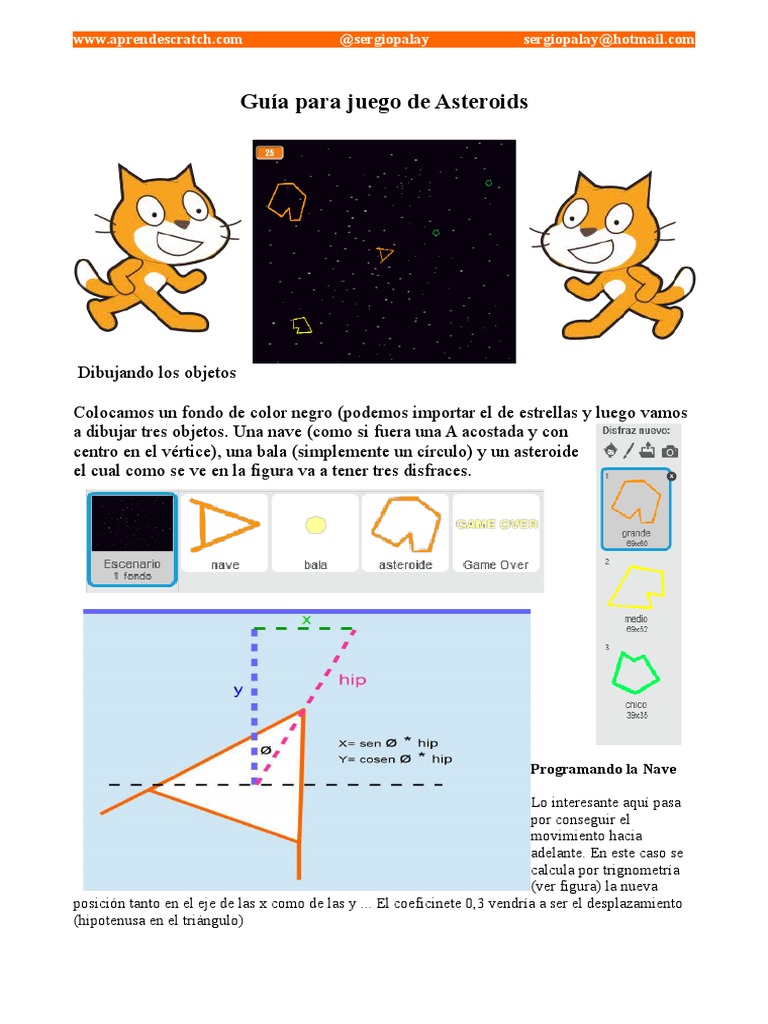 Guía para crear juego Asteroids en Scratch | PDF