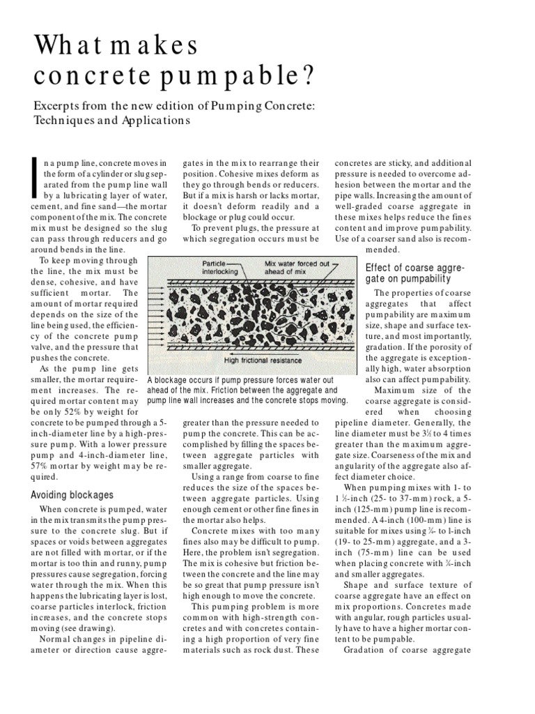 What Makes Concrete Pumpable - Concrete Construction Excerpts | PDF ...