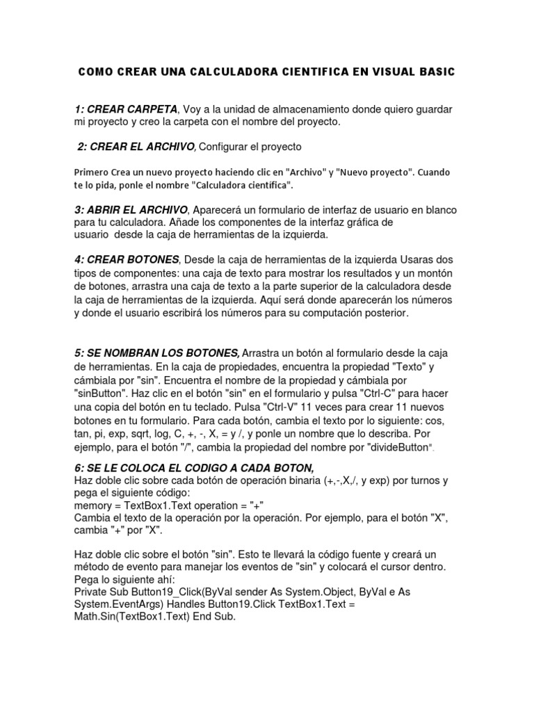 Como Crear Una Calculadora Cientifica en Visual Basic | PDF | Point and ...