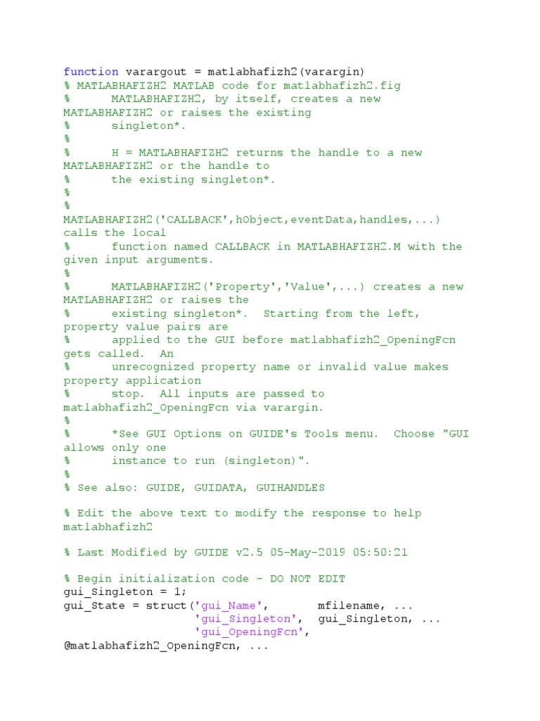 Function Varargout Matlabhafizh2 Varargin Pdf Matlab Object Computer Science