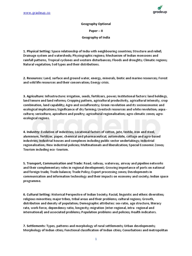 Geography | PDF | Economic Development | Agriculture