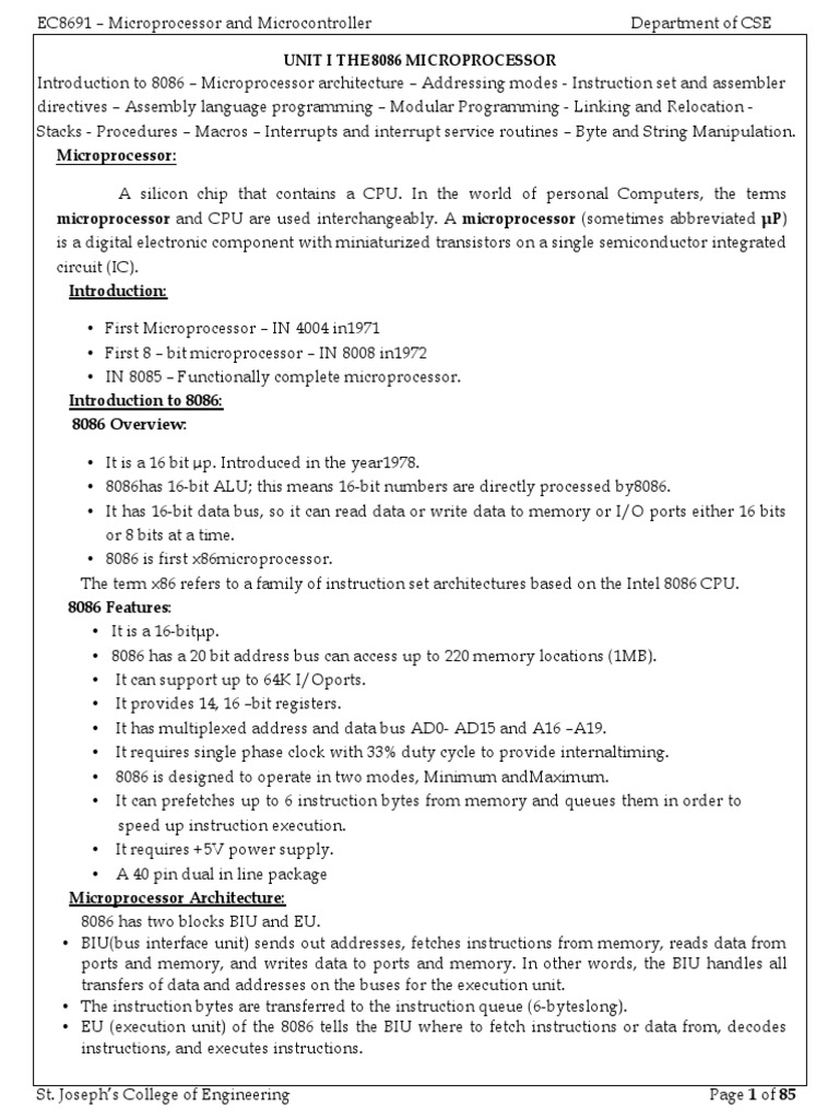 Micro Processor | PDF | Assembly Language | Central Processing Unit