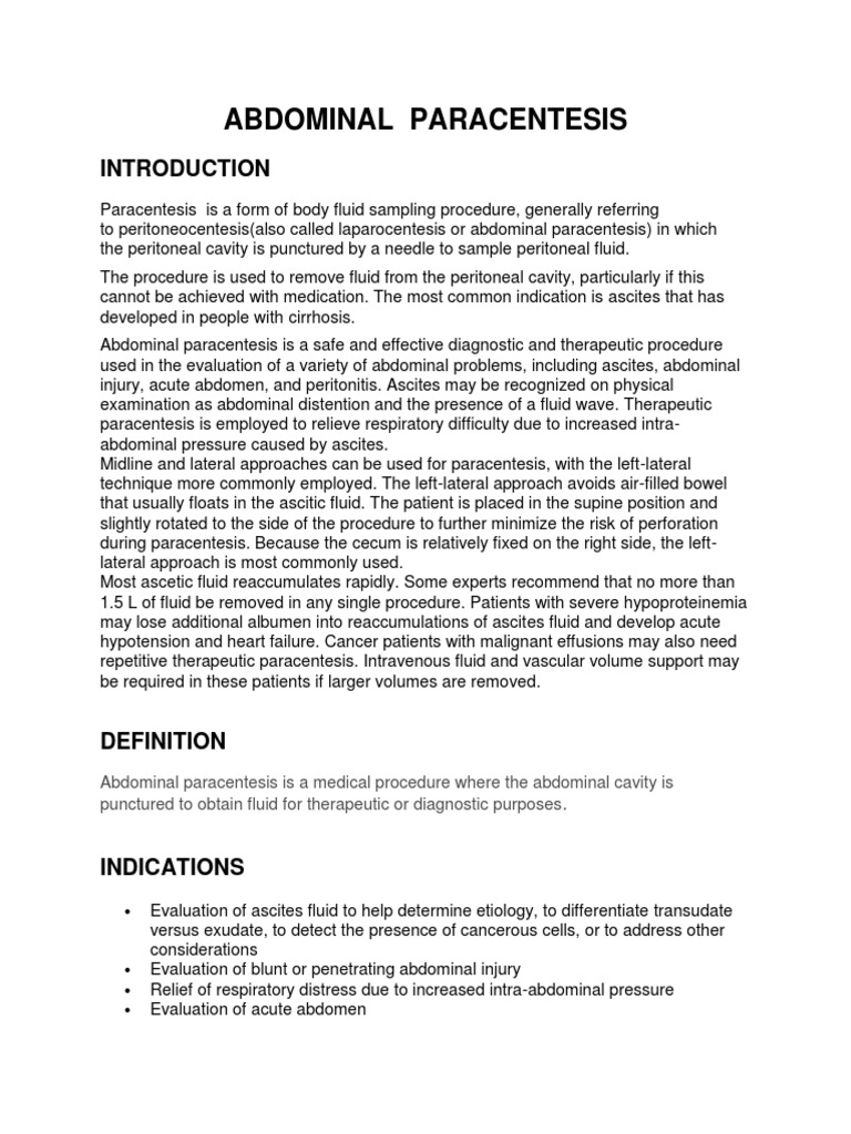Abdominal Paracentesis | Clinical Medicine | Medical Specialties