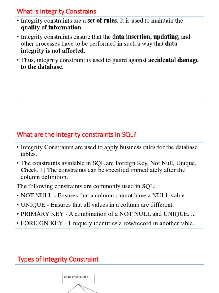 SQL integrity constraints | PDF | Relational Database | Scientific Modeling