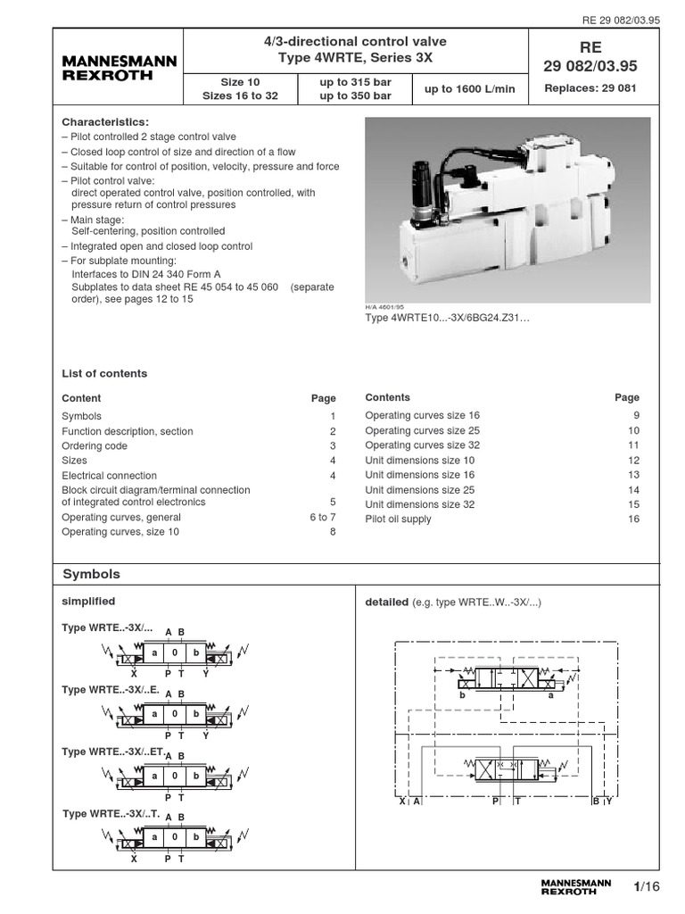 4wrte Mannesmann Rexroth | PDF | Valve | Frequency