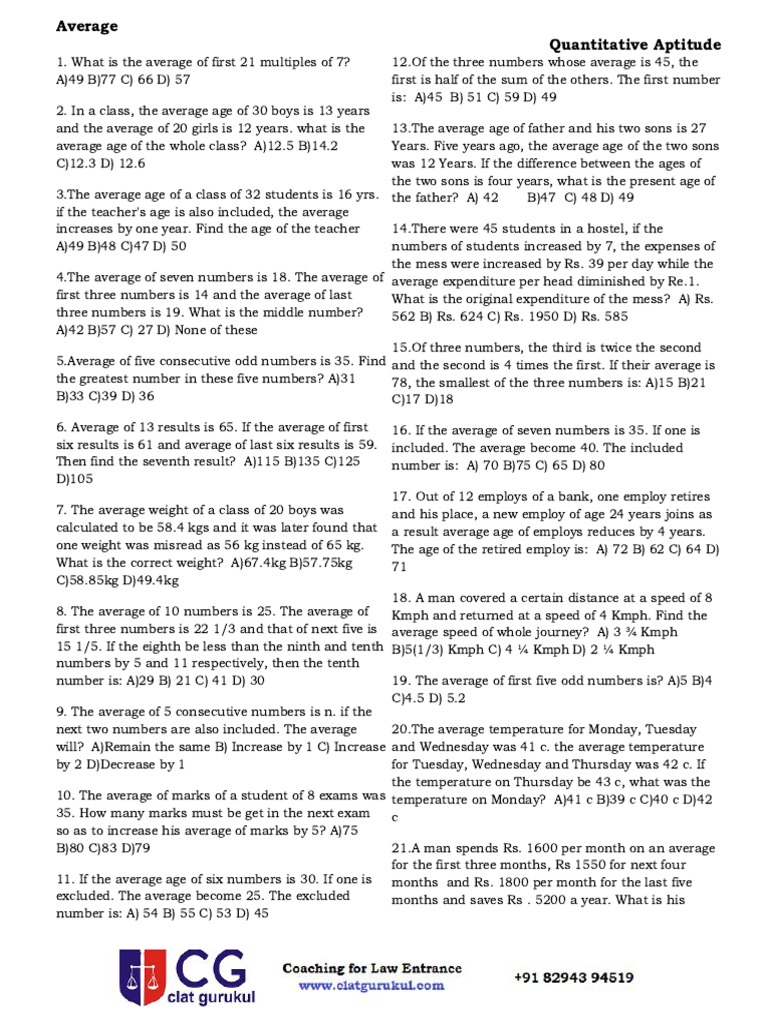 Average Questions | PDF | Odds