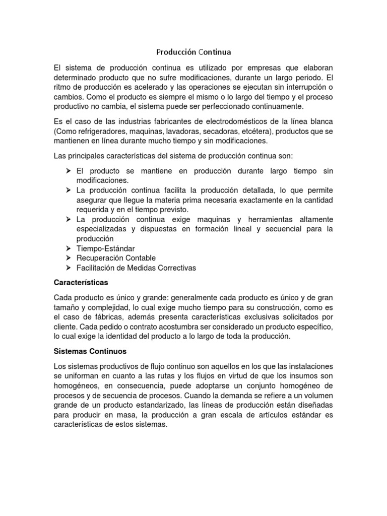 Producción Continua | PDF | Sectores Economicos | Business