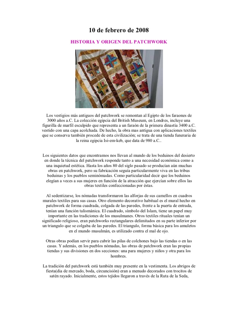 Historia Del Patchwork | PDF | Seda | Ropa