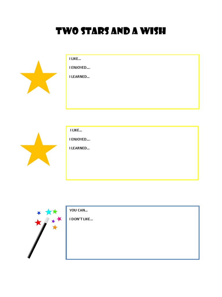 Two Stars and A Wish: I Like I Enjoyed . I Learned | PDF