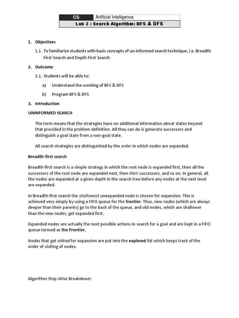 Lab 3 AI Search Algorithms | PDF | Discrete Mathematics | Computer Programming