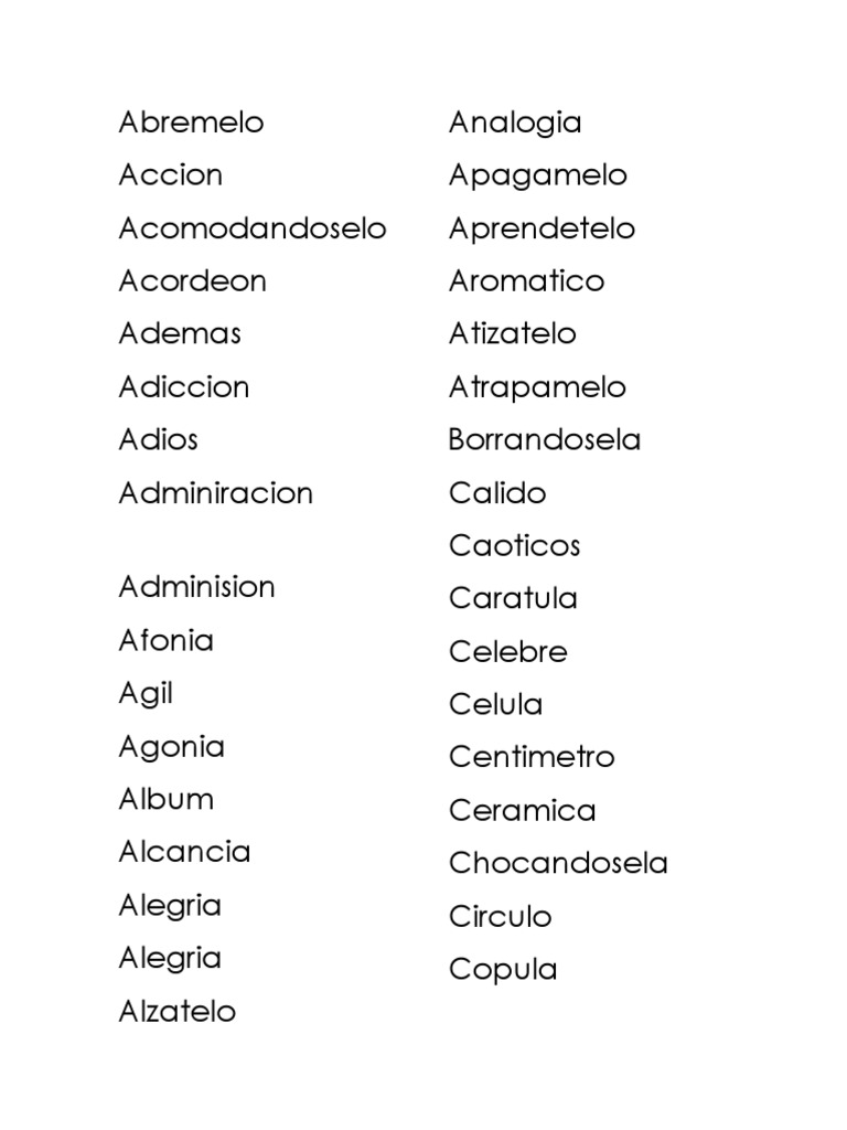 Palabras para Acentuar | PDF