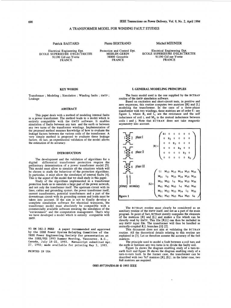 Modeling Transformer Winding Faults for Accurate Fault Simulation Using EMTP | PDF | Inductance ...
