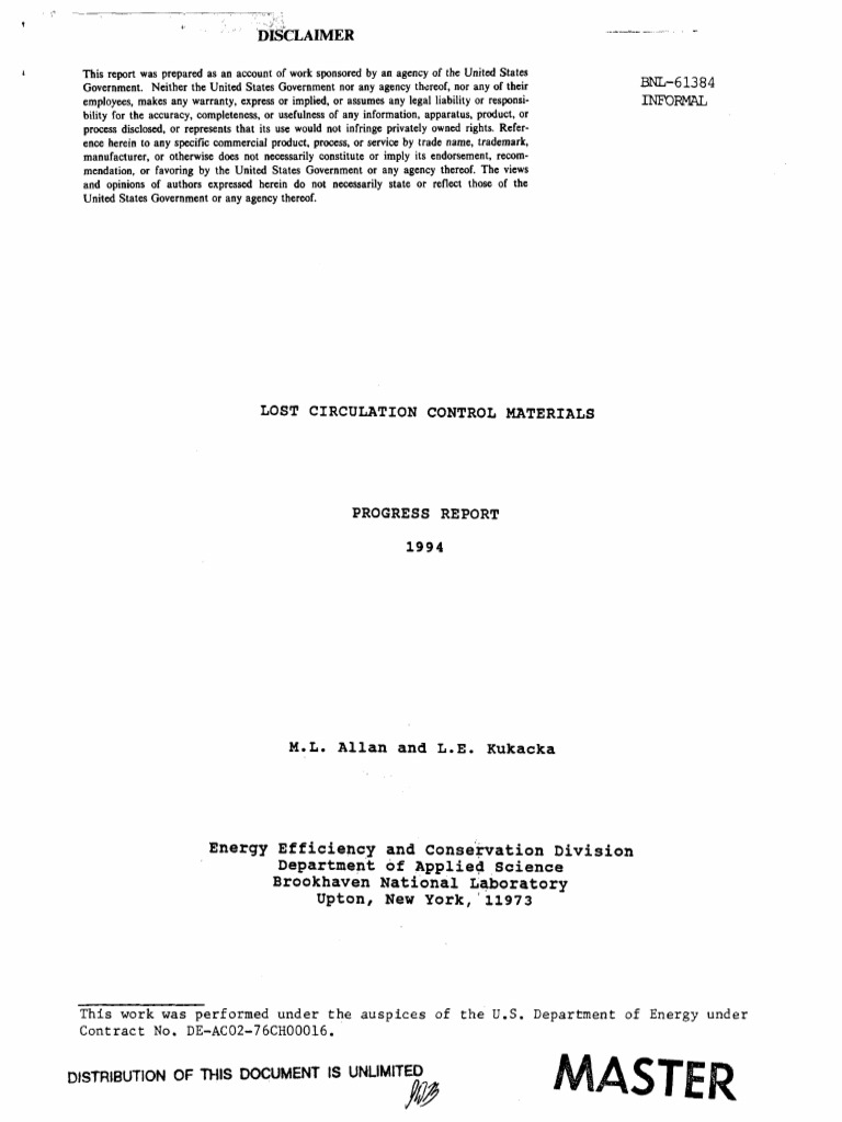Disclaimer: Lost Circulation Control Materials | PDF | Cement | Materials