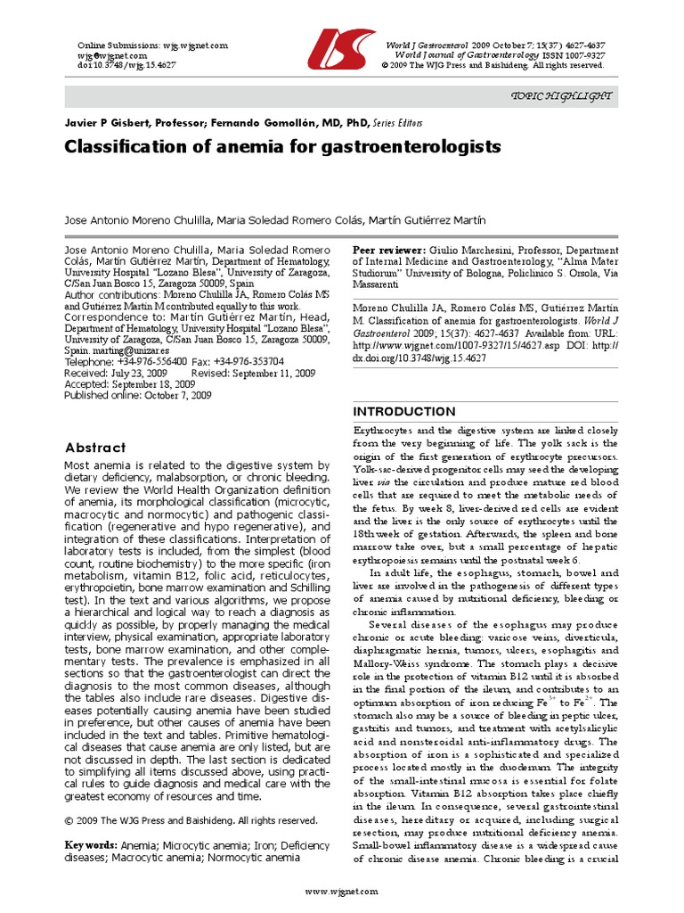 Clasificacion Anemia | PDF | Anemia | Tissue (Biology)