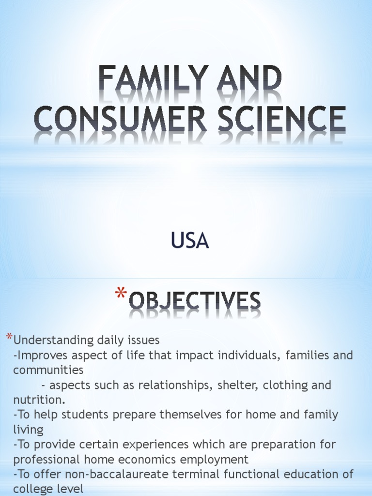 Family and Consumer Science | PDF | Home Economics | Academia