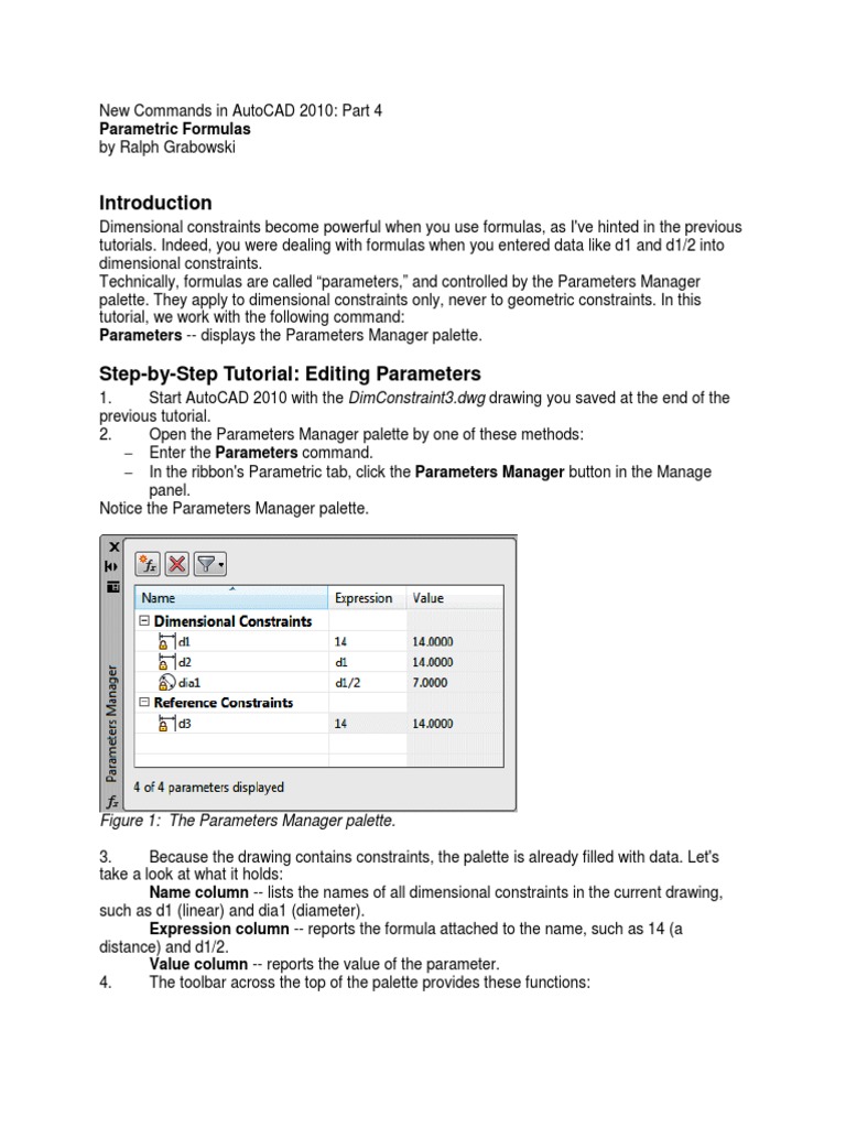 Parameter Formulas For Autocad | PDF | Menu (Computing) | Dimension