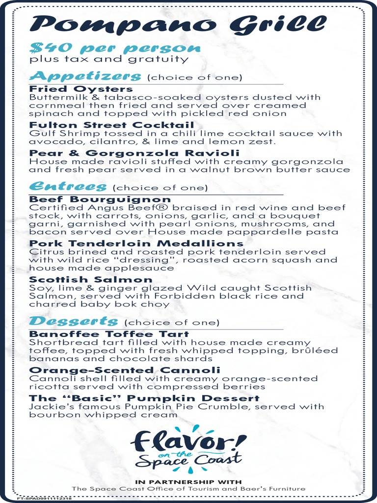 Pompano Grill Menu | PDF