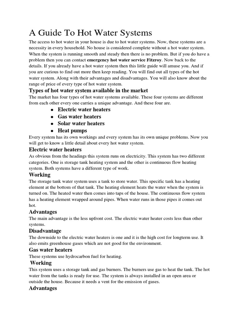A Guide To Hot Water Systems | PDF | Water Heating | Liquefied ...