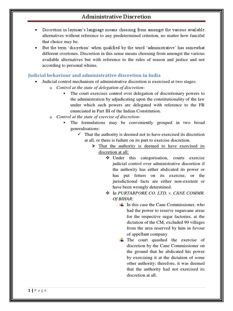 Administrative Discretion | PDF | Discretion | Common Law