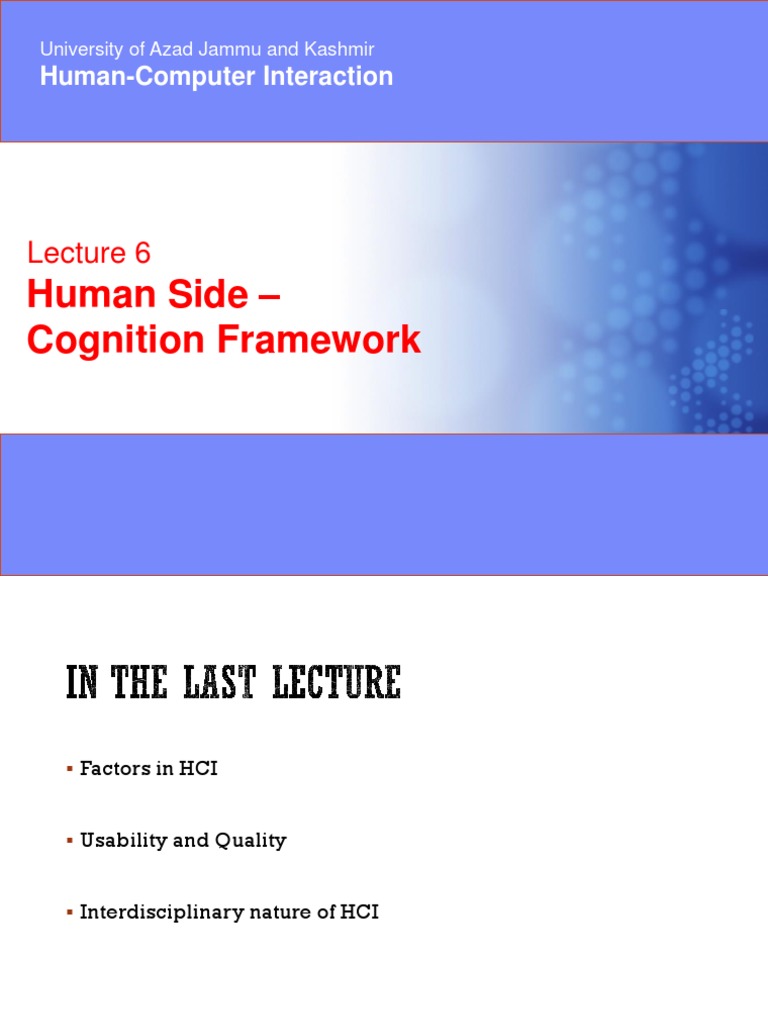 Human Side - Cognition Framework | PDF | Human–Computer Interaction ...