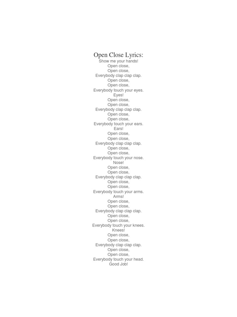 Open Close | PDF | Songs