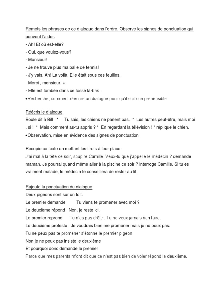 Dialogue - Exercices | PDF