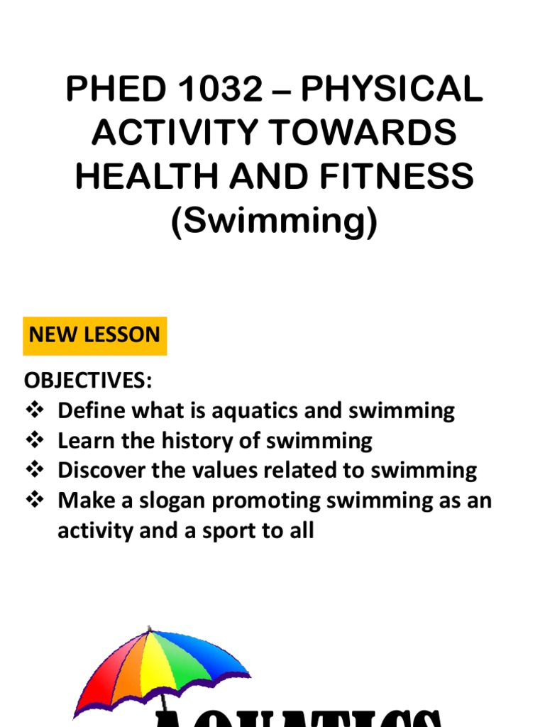 Phed 1032 - Physical Activity Towards Health and Fitness (Swimming ...
