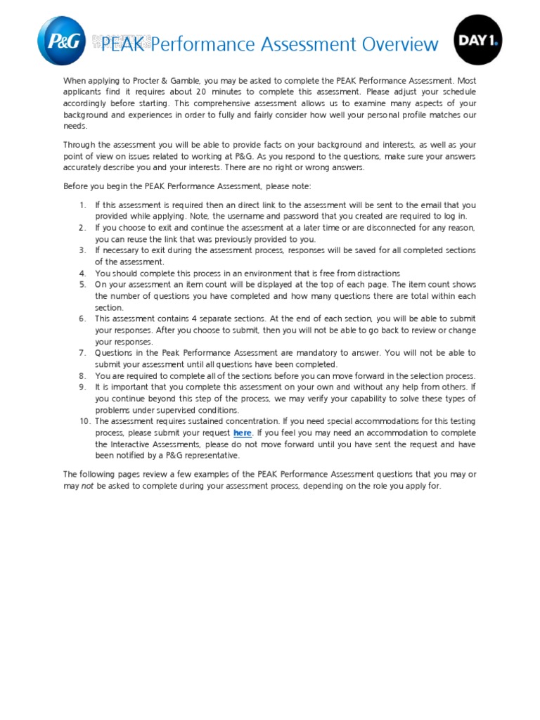 PEAK Performance Assessment Guide | PDF | Multiple Choice | Question