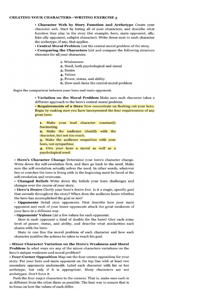 John Truby Character Writing Exercise | PDF