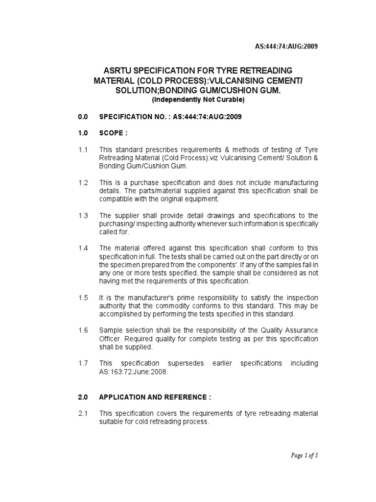 ASRTU - Bonding Gum | PDF | Specification (Technical Standard) | Tire
