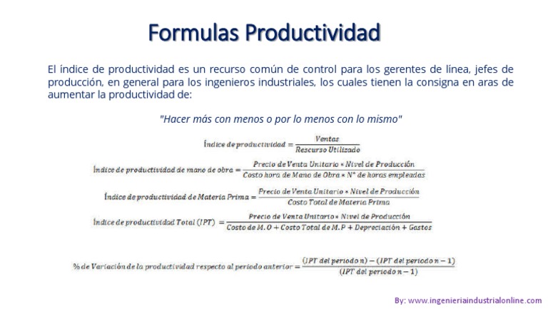 Formulas Productividad | PDF