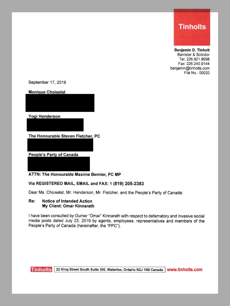 Defamation Notice for Omar Kinnarath | PDF | Defamation | Common Law