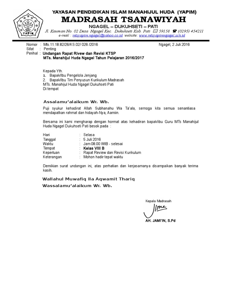 Undangan Revisi KTSP | PDF