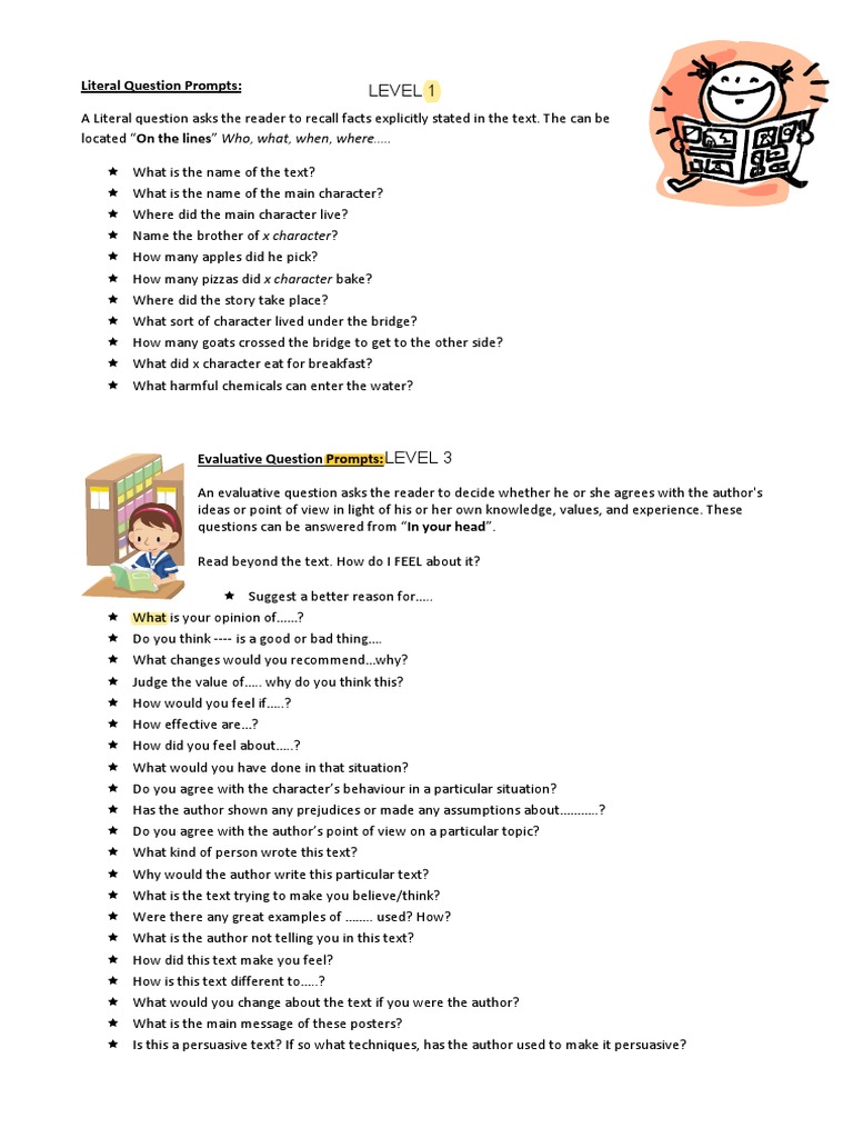 Question Prompts for Text Analysis | PDF | Question | Hypothesis