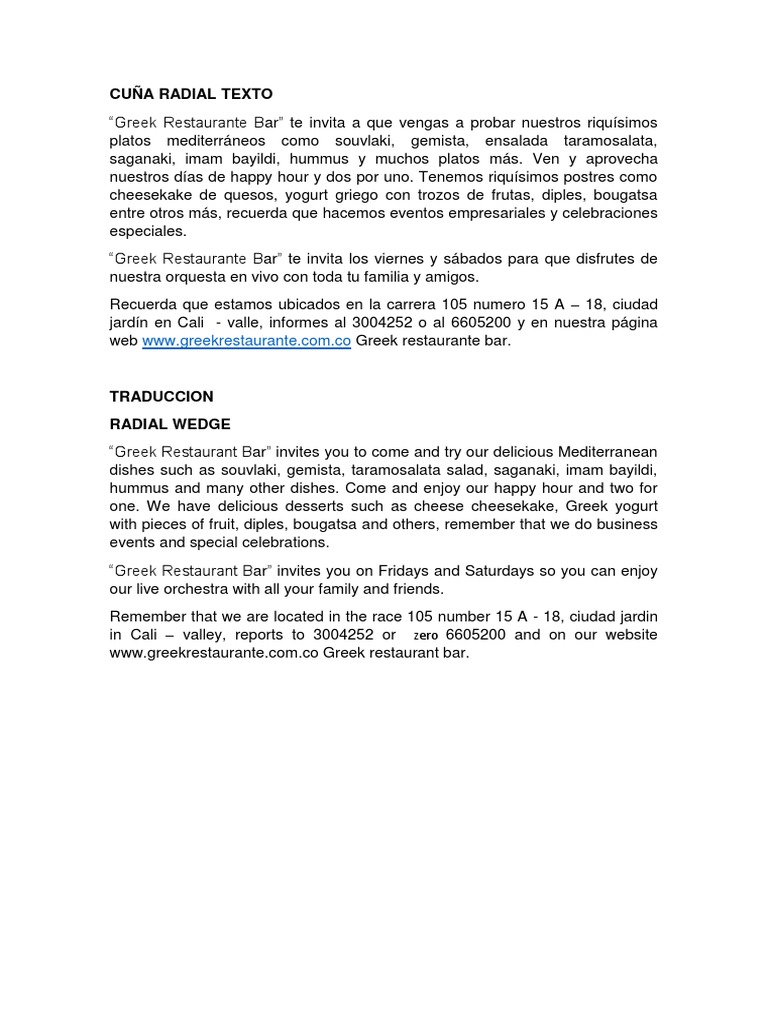 Texto Spot o Cuña Radial | PDF