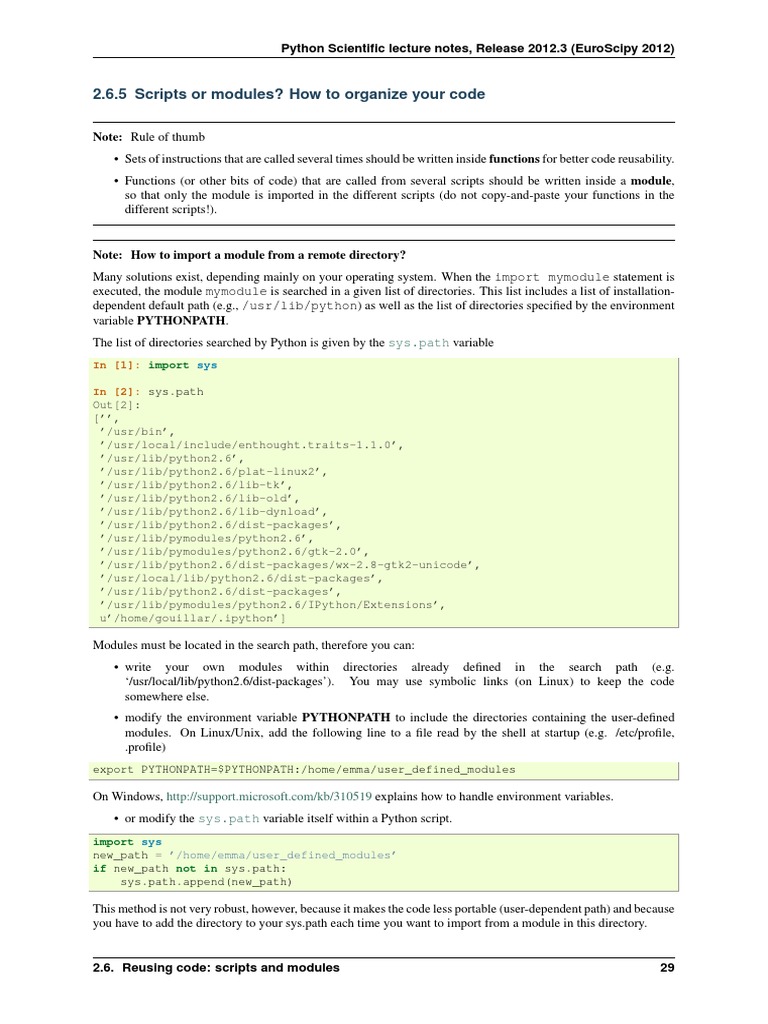 2.6.5 Scripts or Modules? How To Organize Your Code: Python Scientific ...