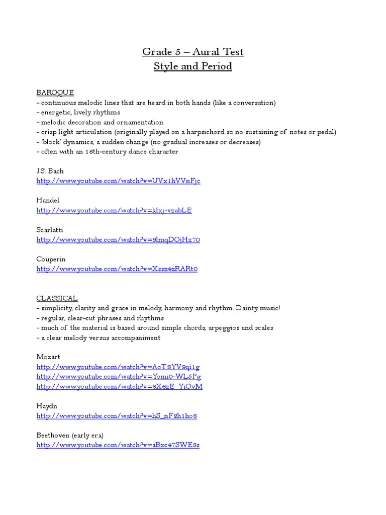 A Guide to Stylistic Characteristics of Baroque, Classical, Romantic ...