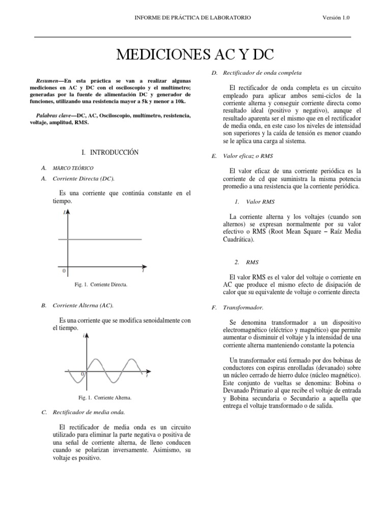 Medición Ac y DC | PDF | Rectificador | Corriente eléctrica