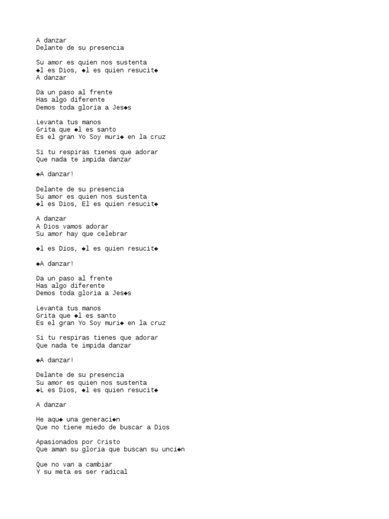 A Danzar, Música Cristiana, Letra