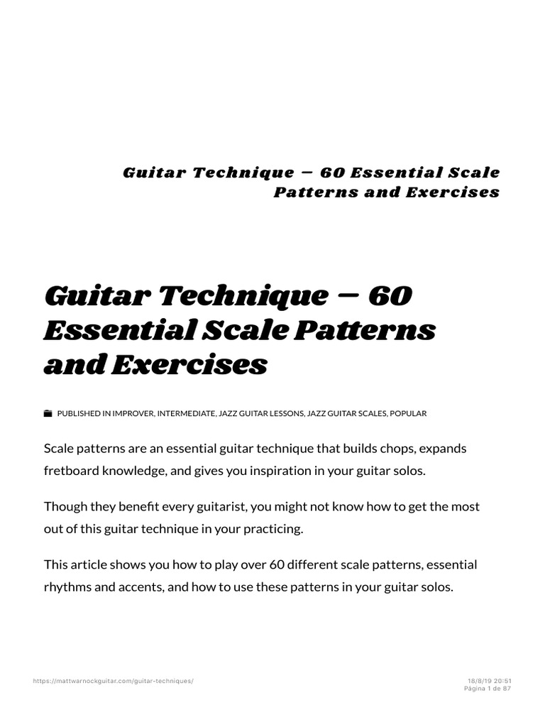 Guitar Technique - 60 Essential Scale Patterns For All Levels 1 | PDF ...