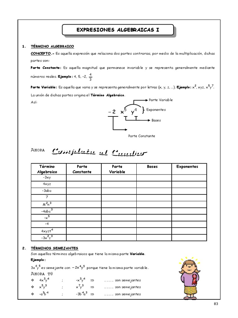 Términos Algebraicos y Semejantes | PDF | Análisis matemático | Objetos ...
