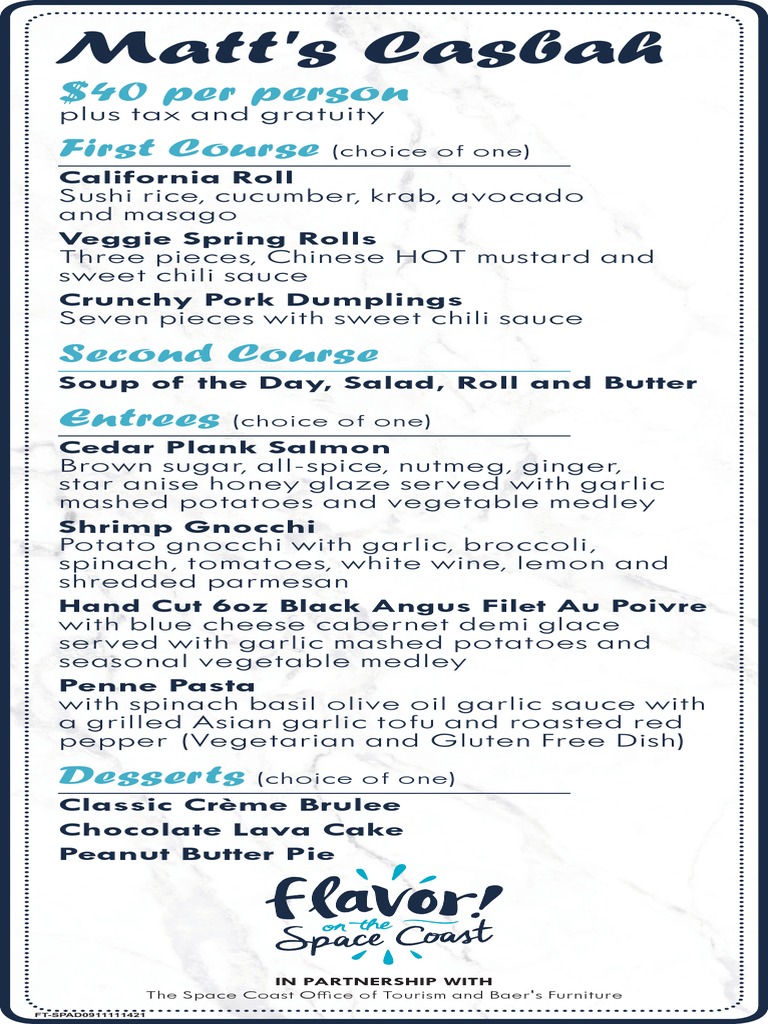 Matts Casbah Menu | PDF